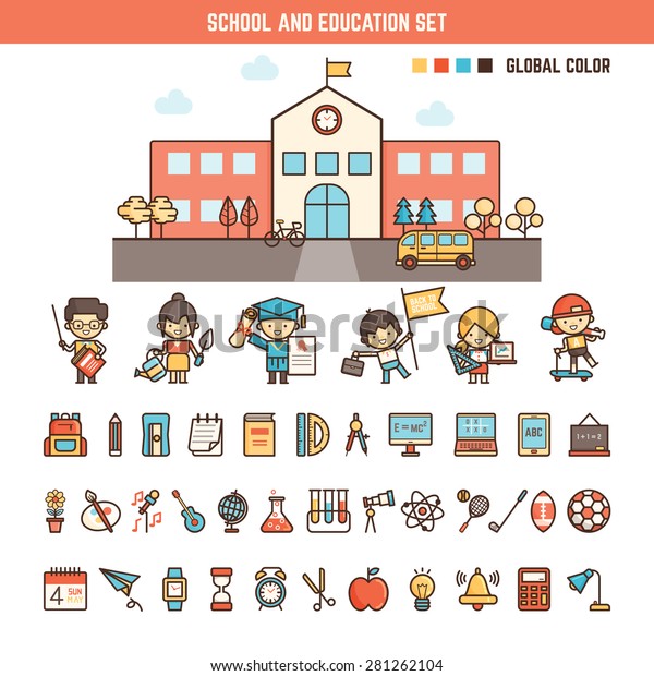 School Education Infographics Elements Kid Including Stock Vector ...