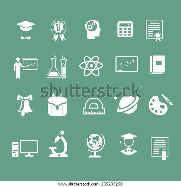 School Education Signs Icons Vector White Stock Vector (Royalty Free ...