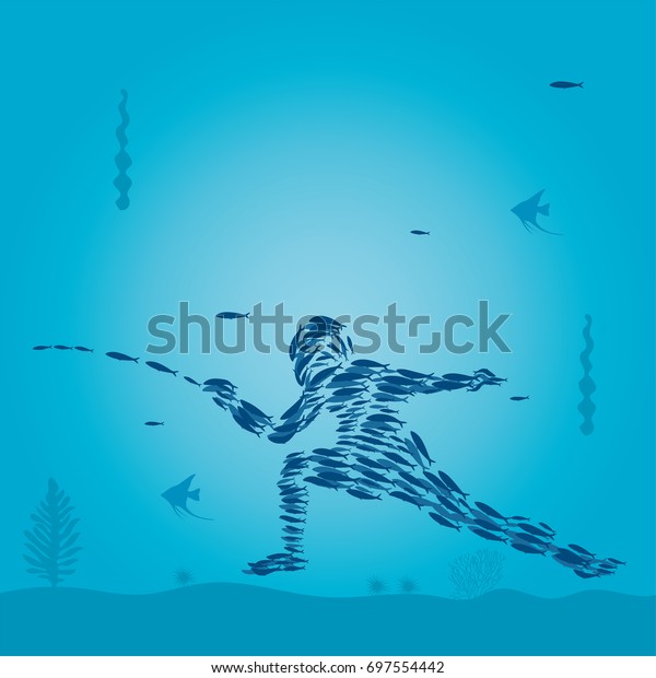 School Fish Fencing Stock Vector (Royalty Free) 697554442 | Shutterstock
