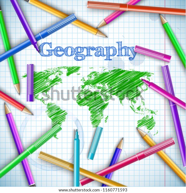 School Geographic Background Hatching World Map Stock Vector (Royalty ...