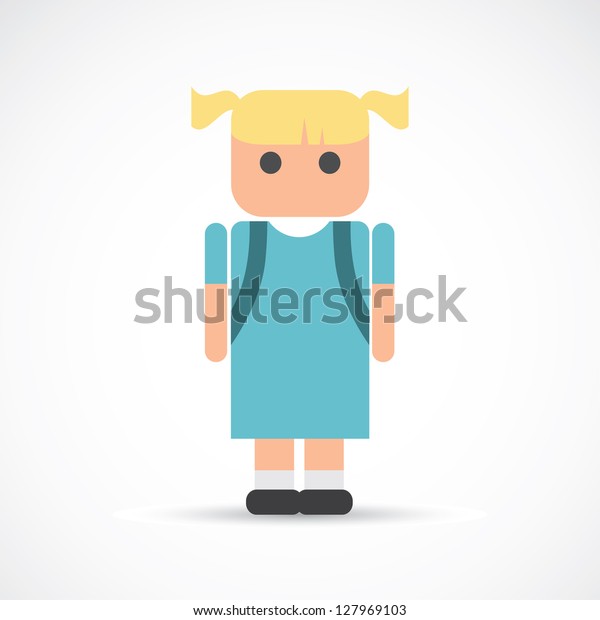 School Girl Vector Illustration Stock Vector (Royalty Free) 127969103 ...