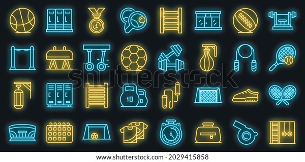 School Gym Icons Set Outline Set Stock Vector (Royalty Free) 2029415858 ...