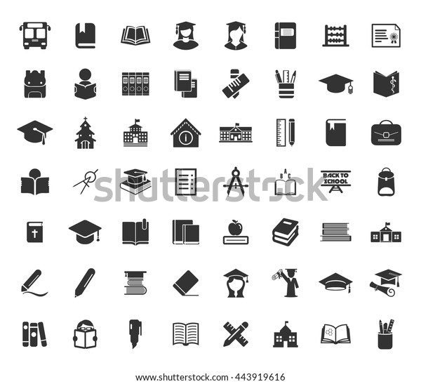 School Icons Set Stock Vector (Royalty Free) 443919616