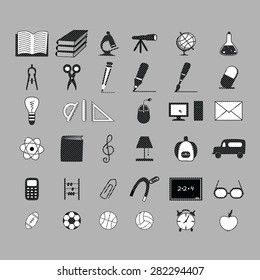 School Icons Set On Grey Background Stock Vector (Royalty Free) 282294407 | Shutterstock