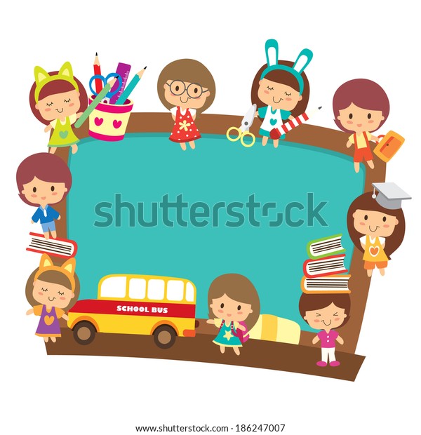 School Kids Blackboard Design Stock Vector (Royalty Free) 186247007