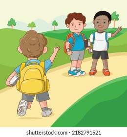 School Kids Go Study Stock Vector (Royalty Free) 2182791521 | Shutterstock