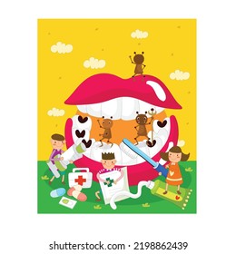 School Kids Learning How Check Teeth Stock Vector (Royalty Free ...