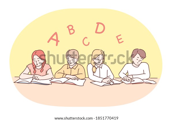School Lesson Learning Letters Alphabet Education Stock Vector (Royalty ...