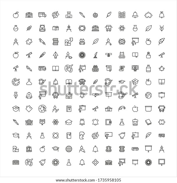 School Line Icons Set Stroke Vector Stock Vector (Royalty Free ...