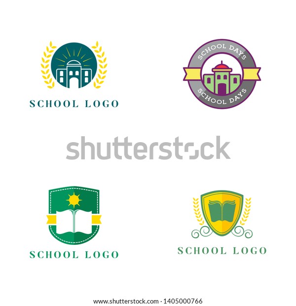 School Logo Design Emblem Badge Template Stock Vector (Royalty Free ...