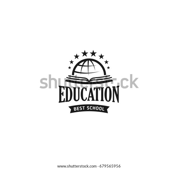 School Logo Vector Monochrome Vintage Style Stock Vector (Royalty Free ...
