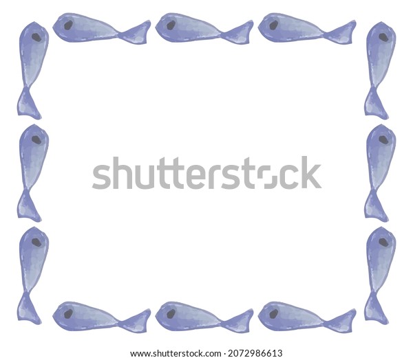 School Mackerel Fish Swimming Border Frame Stock Vector (Royalty Free ...