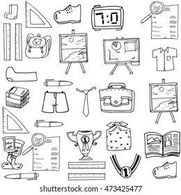 Hand Draw Classroom Supplies Doodles Vector Stock Vector (Royalty Free ...