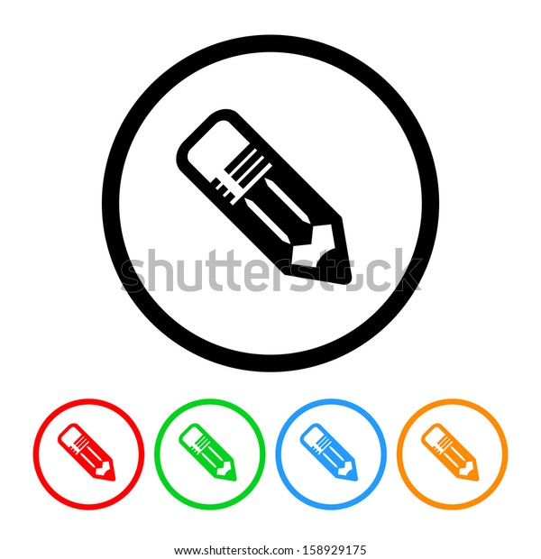 School Pencil Icon Color Variations Stock Vector (Royalty Free ...