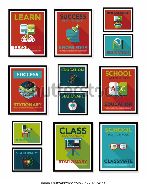 School Poster Flat Banner Design Flat Stock Vector (Royalty Free ...
