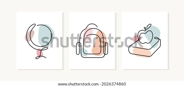 School Posters One Line Vector Illustration Stock Vector (Royalty Free ...