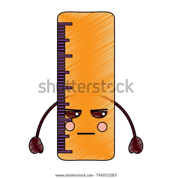 School Ruler Comic Character Kawaii Stock Vector (Royalty Free ...