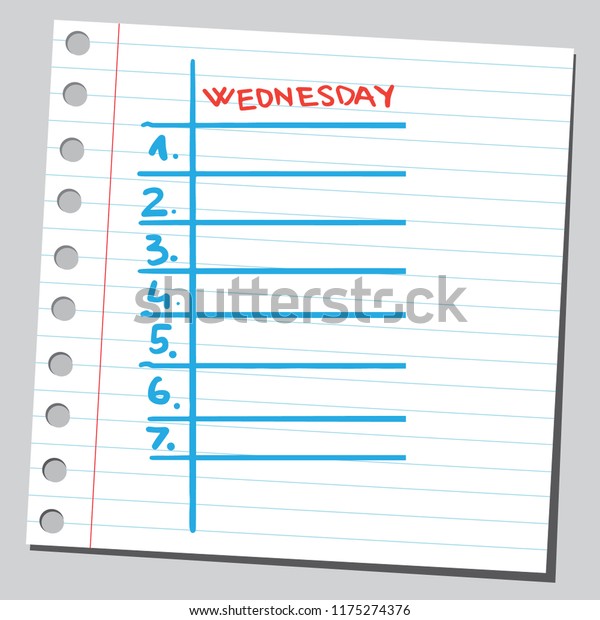 School Schedule School Timetable Wednesday Stock Vector (Royalty Free ...