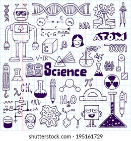 School Science Doodle Set 2 Hand Stock Vector (Royalty Free) 194707730