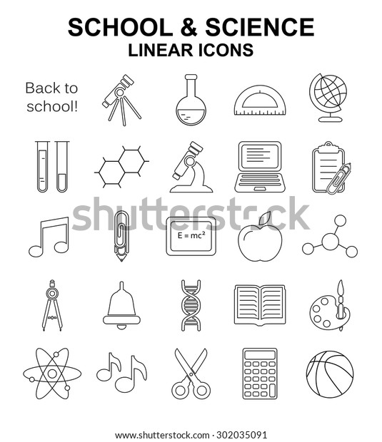 School Science Vector Linear Icons Set: เวกเตอร์สต็อก (ปลอดค่าลิขสิทธิ์ ...