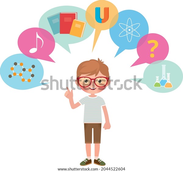 School Student Boy Symbols Different Science Stock Vector (Royalty Free ...