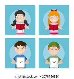 School Students Cartoons Collection Stock Vector (Royalty Free ...