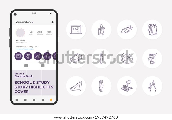 School Study Doodle Icon Illustration Set Stock Vector (Royalty Free ...