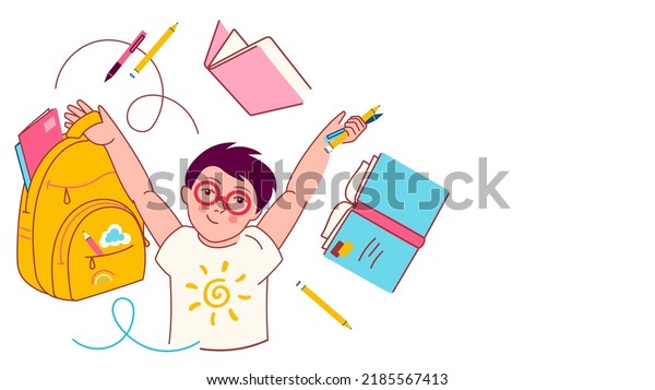 School Study Illustration Happy Emotions Fun: เวกเตอร์สต็อก (ปลอดค่า ...