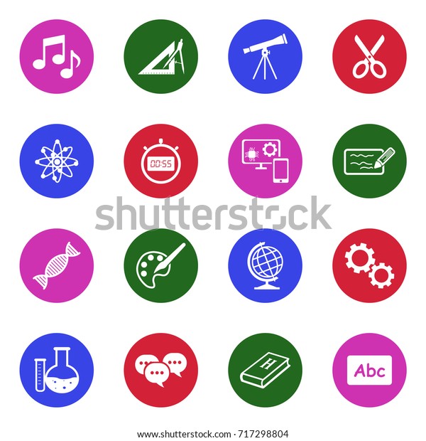 School Subjects Icons White Flat Design Stock Vector (Royalty Free ...