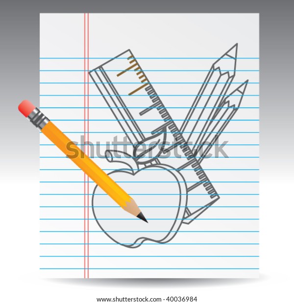 School Supplies Drawing Stock Vector (Royalty Free) 40036984