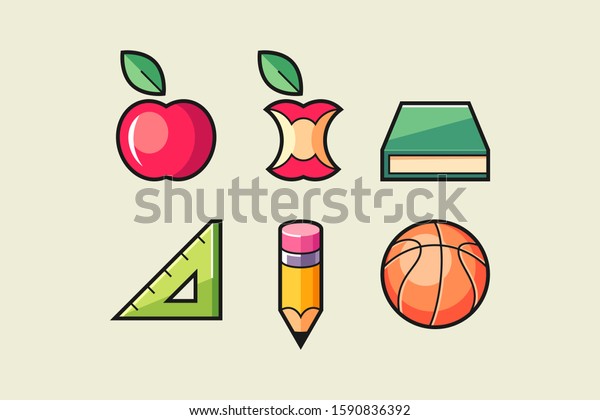 School Symbol Set Vector Design Stock Vector (Royalty Free) 1590836392 ...