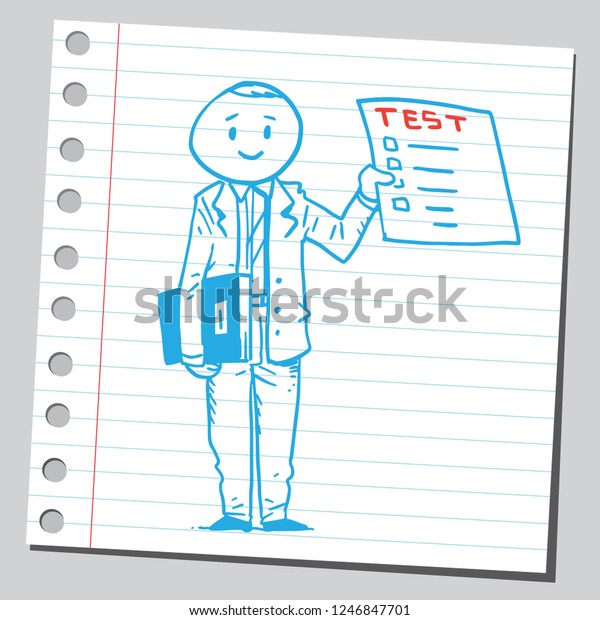 School Teacher Holding Exam Paper Stock Vector (Royalty Free ...