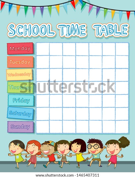 School Time Table Happy Children Illustration Stock Vector (Royalty ...