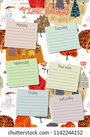 School Timetable Background Students Pupils Stock Vector (Royalty Free ...