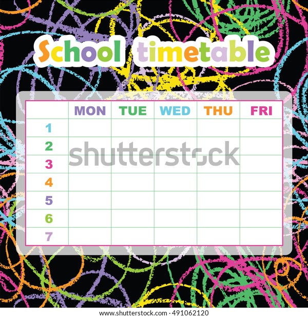 School Timetable Template Students Pupils Abstract Stock Vector ...