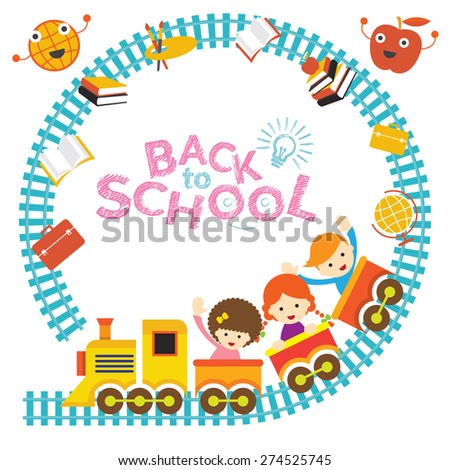 School Train Kids Frame Kindergarten Preschool 스톡 벡터(사용료 없음) 274525745 ...