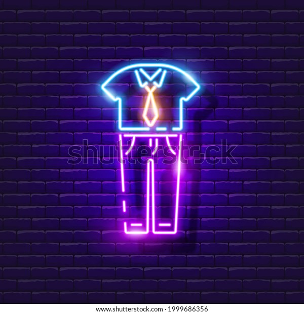 School Uniform Neon Sign Dresscode Man Stock Vector (Royalty Free ...