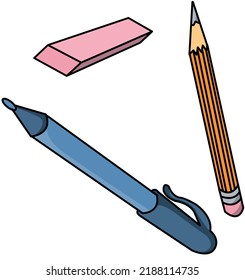 School Writing Materials Vector Illustration Stock Vector (Royalty Free ...