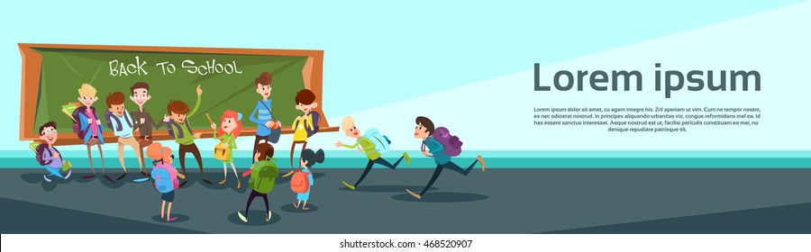 Schoolchildren Group Over Class Board Back: เวกเตอร์สต็อก (ปลอดค่า ...