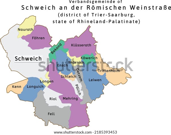 Schweich Der Map Triersaarburg District Rhinelandpalatinate Stock ...