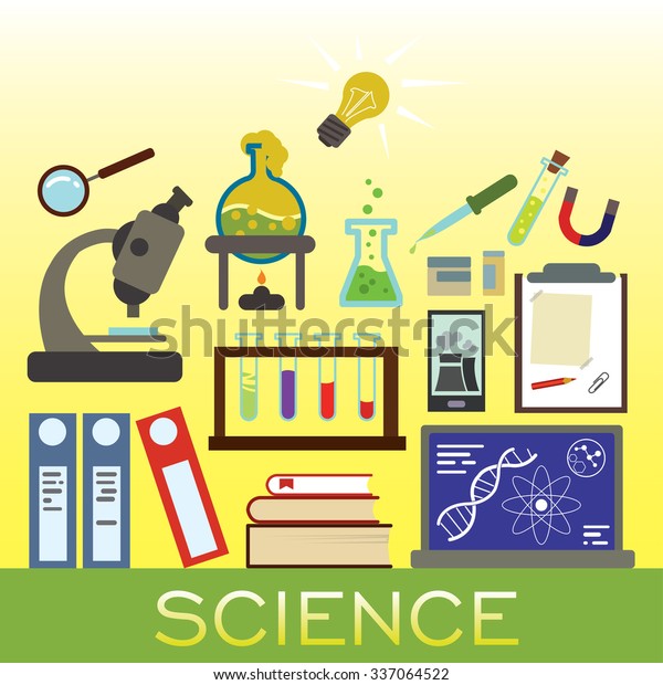 Science Background Education Poster Set Scientist: vector de stock ...