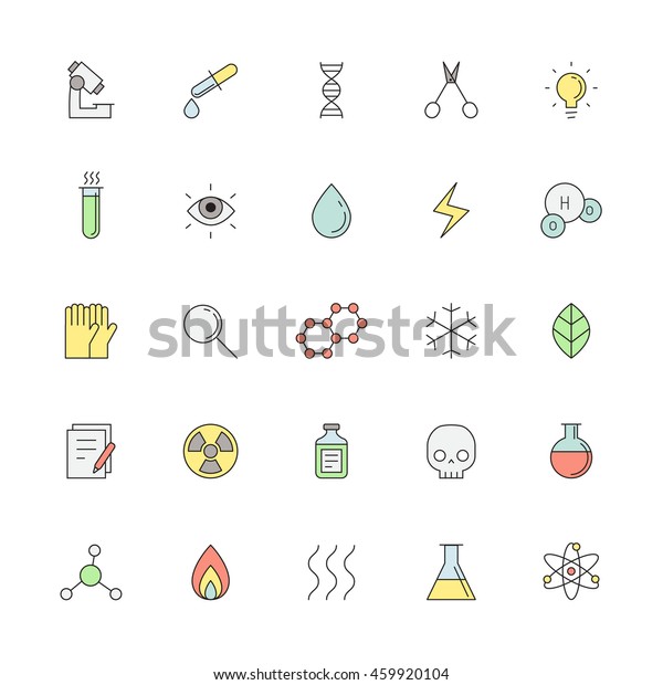 Science Chemistry Physics Vector Multicolored Outline Stock Vector ...