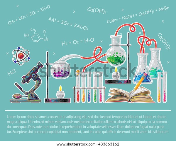 Science Colored Poster Chemical Formulas Process Stock Vector (Royalty ...
