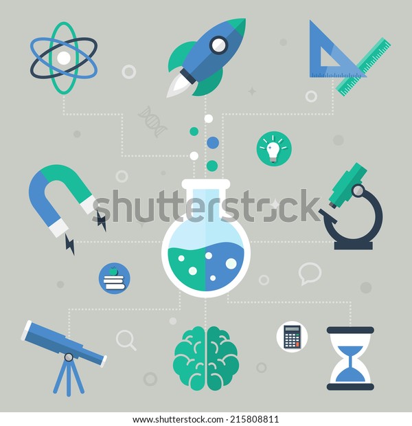 Science Concept Flat Icons Vector Illustration Stock Vector (Royalty ...