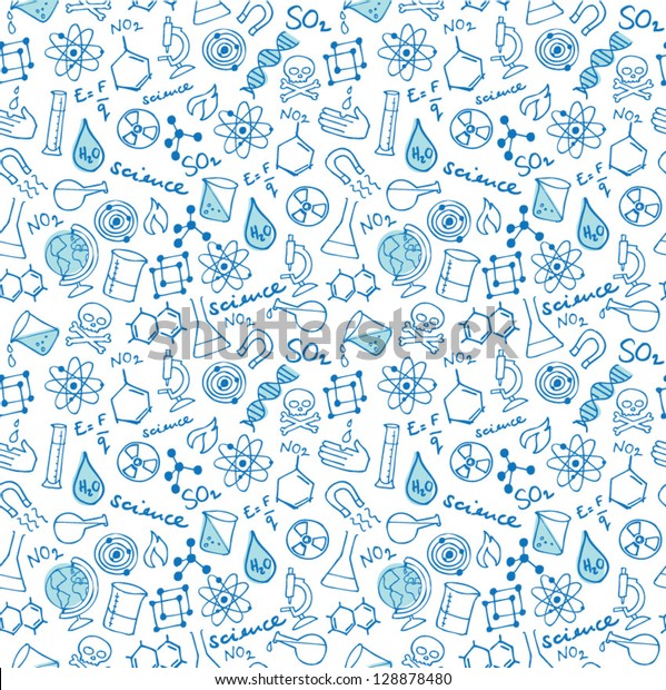 Science Doodles Seamless Background Stock Vector (Royalty Free) 128878480