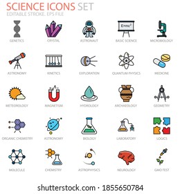 Science Editable Stroke Color Icons Set Stock Vector (Royalty Free ...