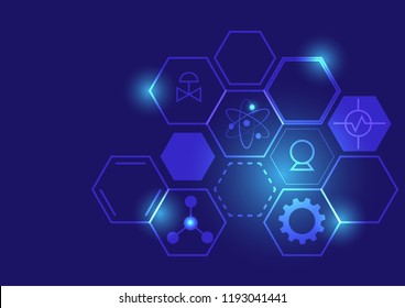 Science Engineering Symbols Hexagon On Digital Stock Vector (Royalty ...