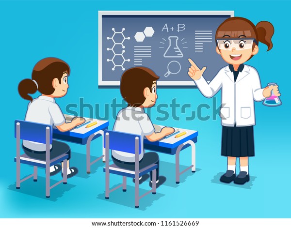 Science Experiment Class By Teacher Introducing Stock Vector (Royalty ...