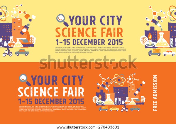 Science Fair poster concept - freehand drawing vector illustration