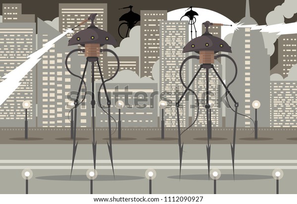 Science Fiction Alien Giant Tripod Stock Vector (Royalty Free) 1112090927